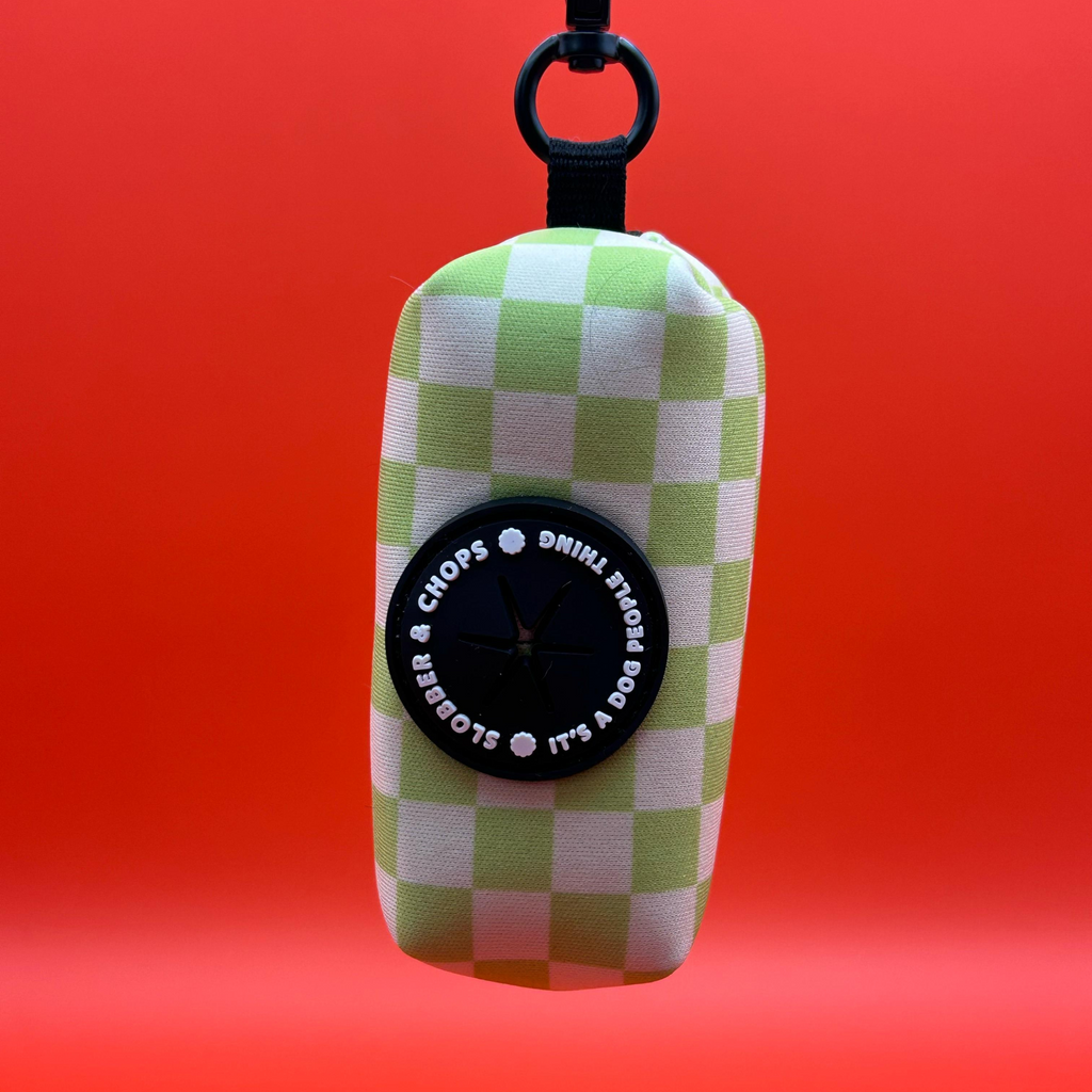 Green Checkerboard Poo Bag Holder – Slobber & Chops